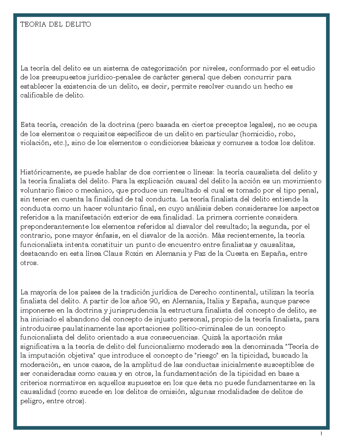 Teoría del Delito: Fundamentos y Estructura Jurídica - Studocu