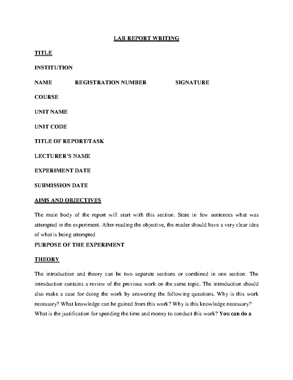 LAB Report Writing Guide: Structure and Best Practices - Studocu