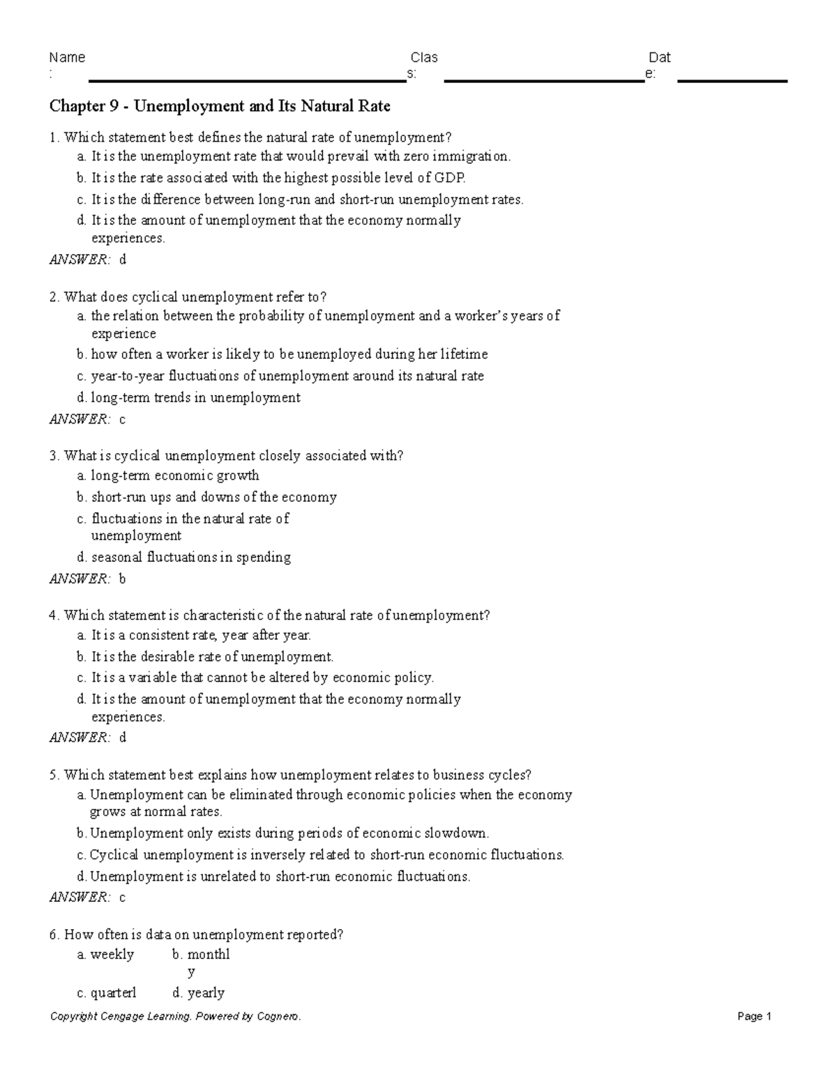 Chapter 9: Understanding Unemployment and Its Natural Rate - Studocu