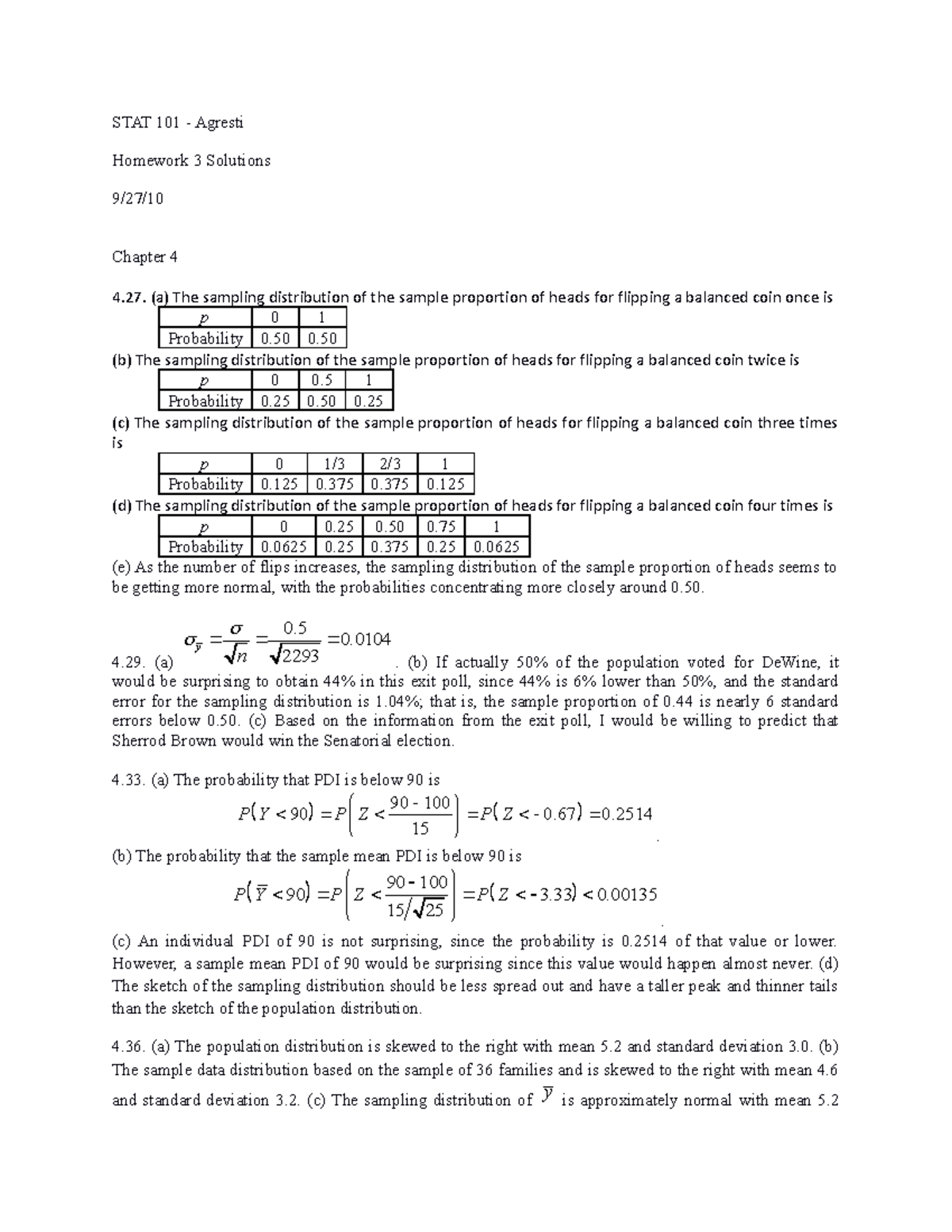 STAT 101 - Homework 3 Solutions Analysis and Insights - Studocu