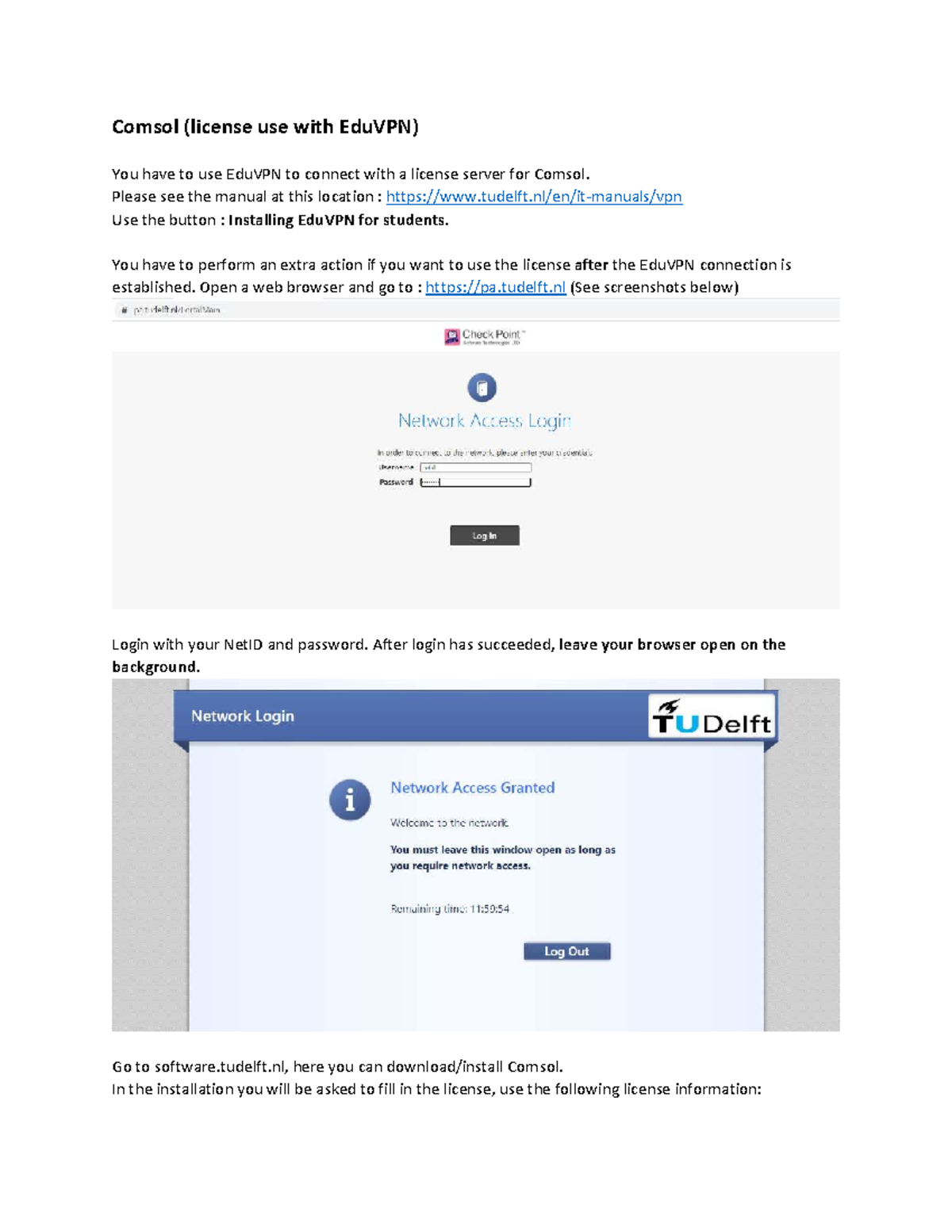 Comsol License Setup Guide with EduVPN for Students - Studeersnel