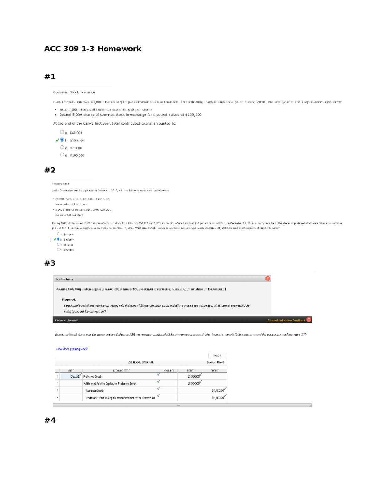 ACC 309 1-3 Homework - ACC309 - ACC 309 1-3 Homework - Studocu