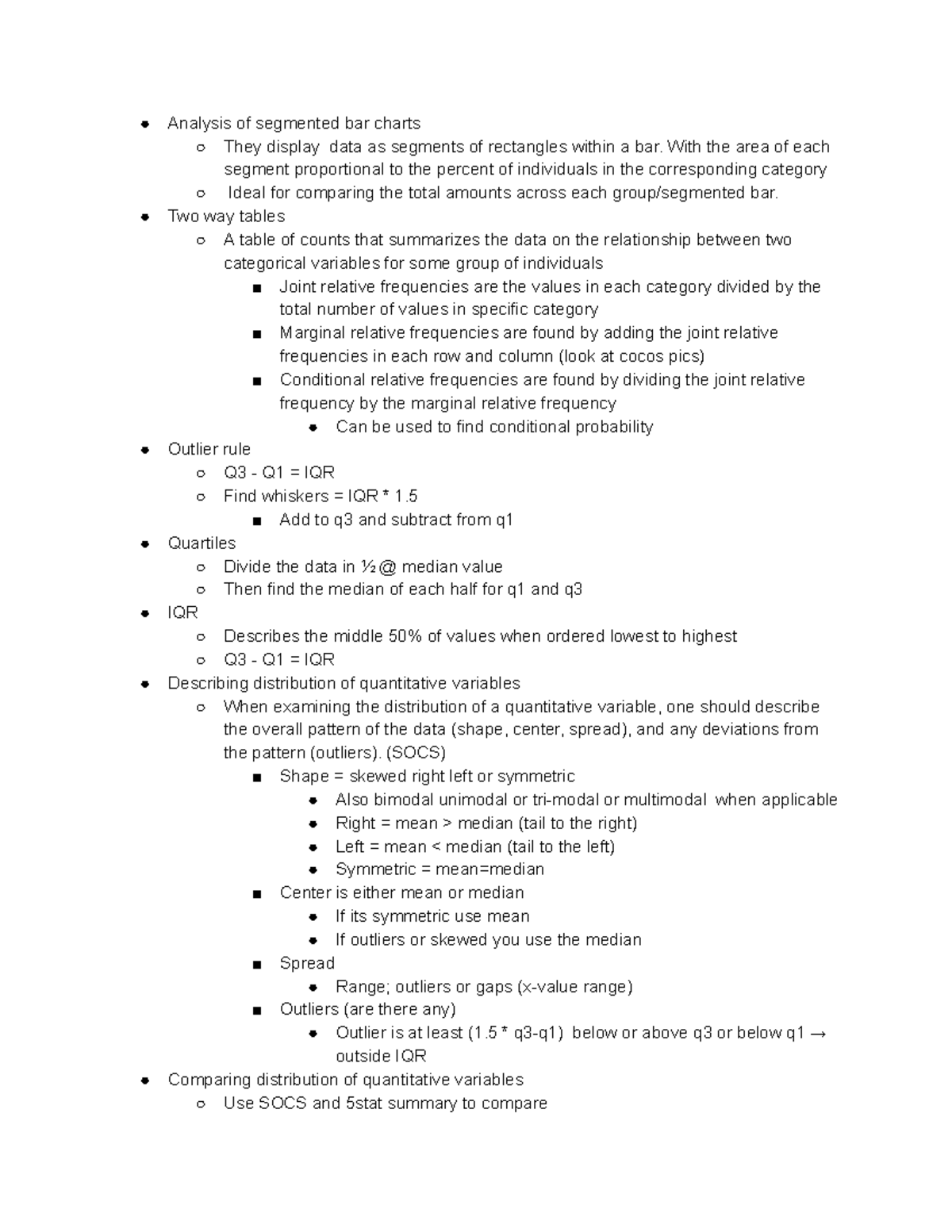 AP Stats: Segmented Bar Charts, Two-Way Tables, Outlier Rules & More ...