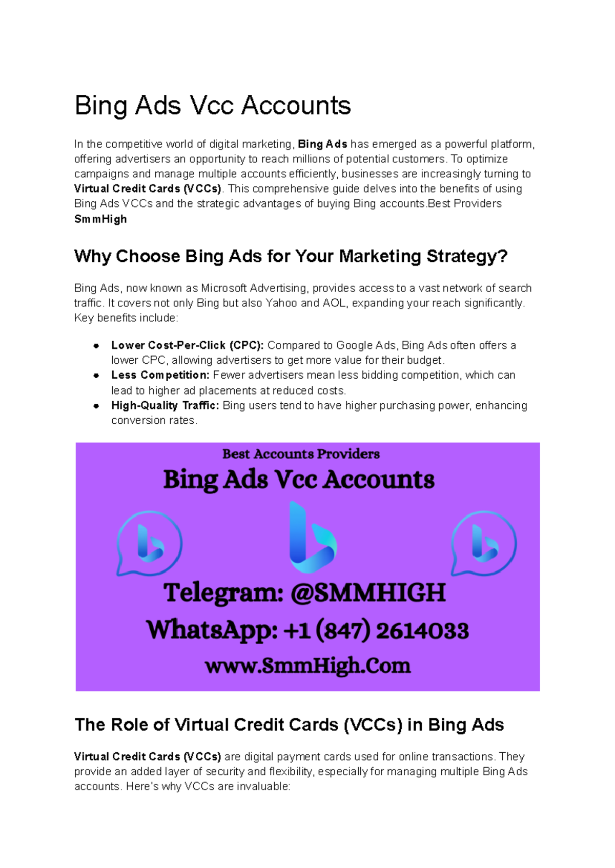Bing Ads VCC Accounts: A Comprehensive Guide to Advertising Strategy ...