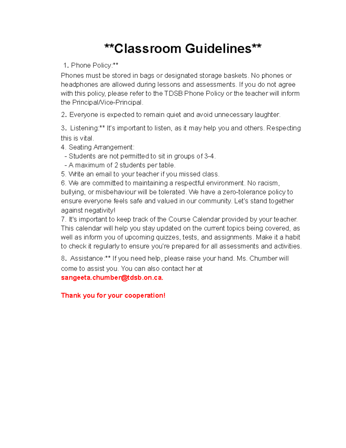 Classroom Rules & Policies: Guidelines for Respectful Learning ...