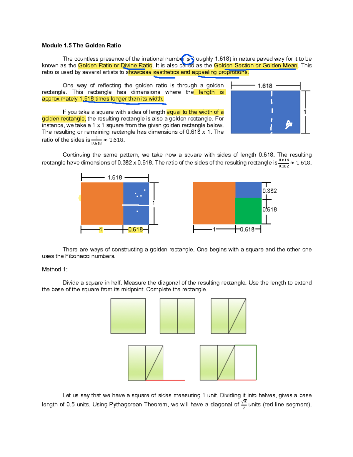 Module 1.5: Exploring the Golden Ratio in Nature and Art - Studocu