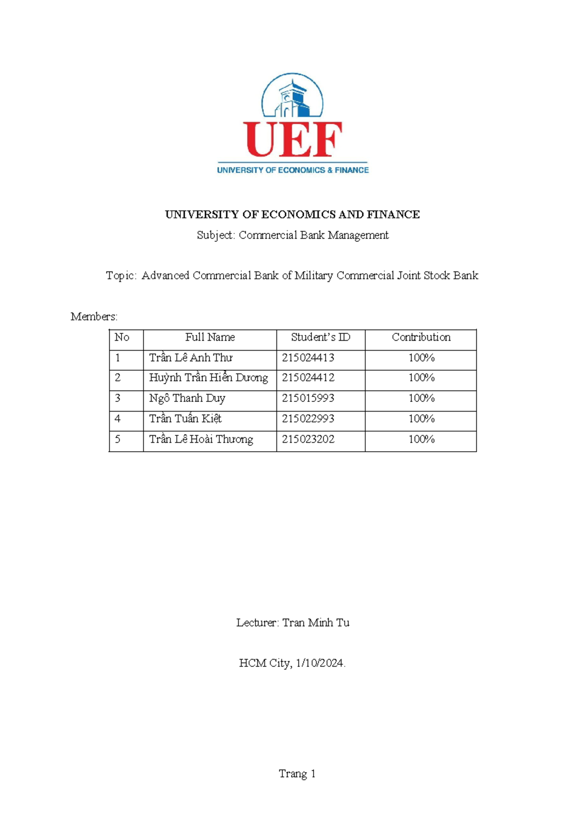 MBB A06E - Advanced Analysis of Military Commercial Bank Management ...