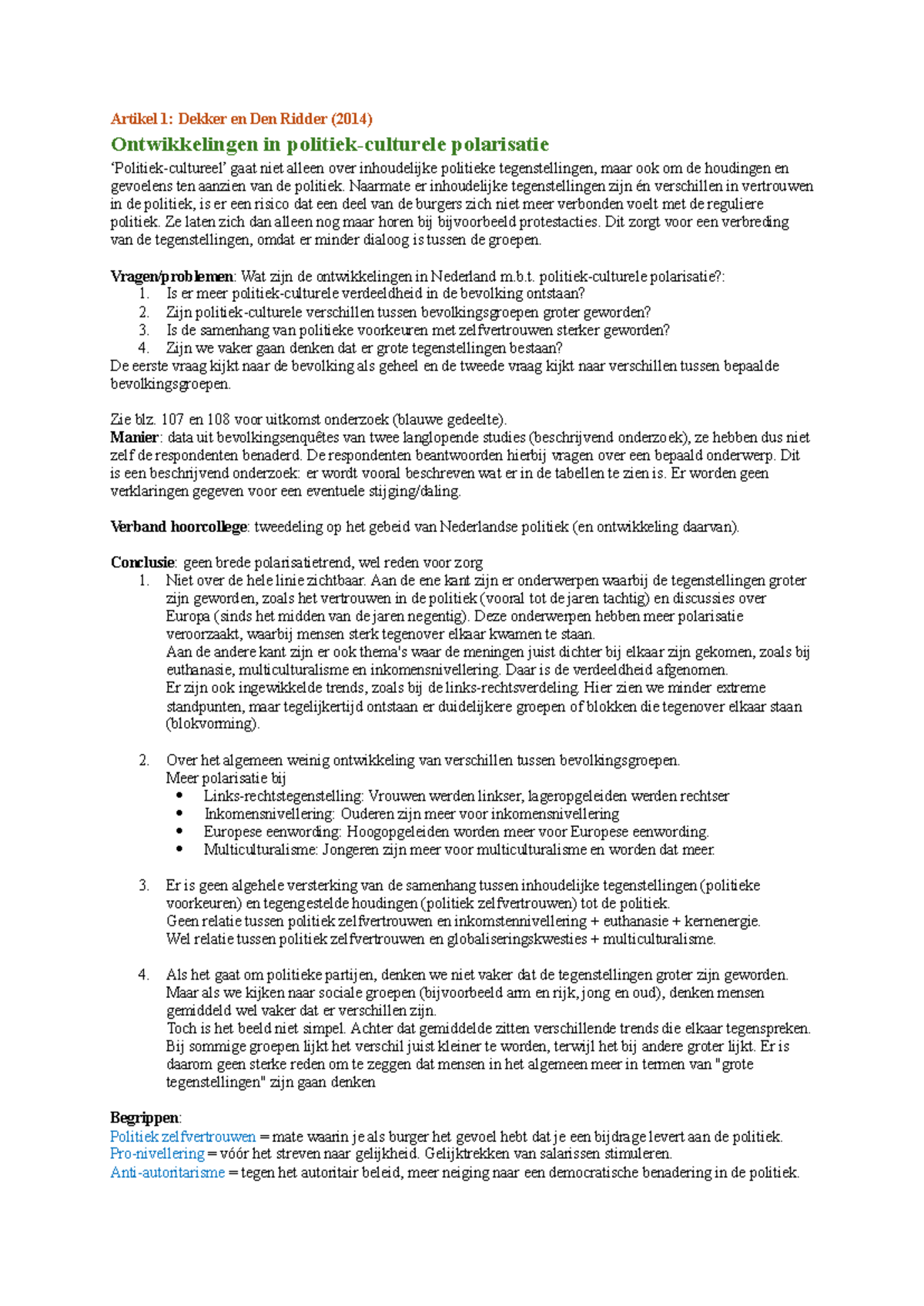 Artikelen 1, 2, 3, 4 over PVRP: Politiek-Culturele Polarisatie en ...