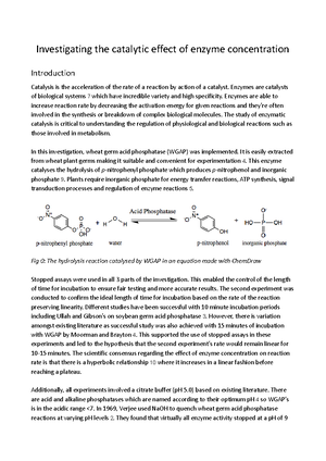 Enzyme kinetics lab report - Enzyme kinetics Introduction: Enzymes are ...