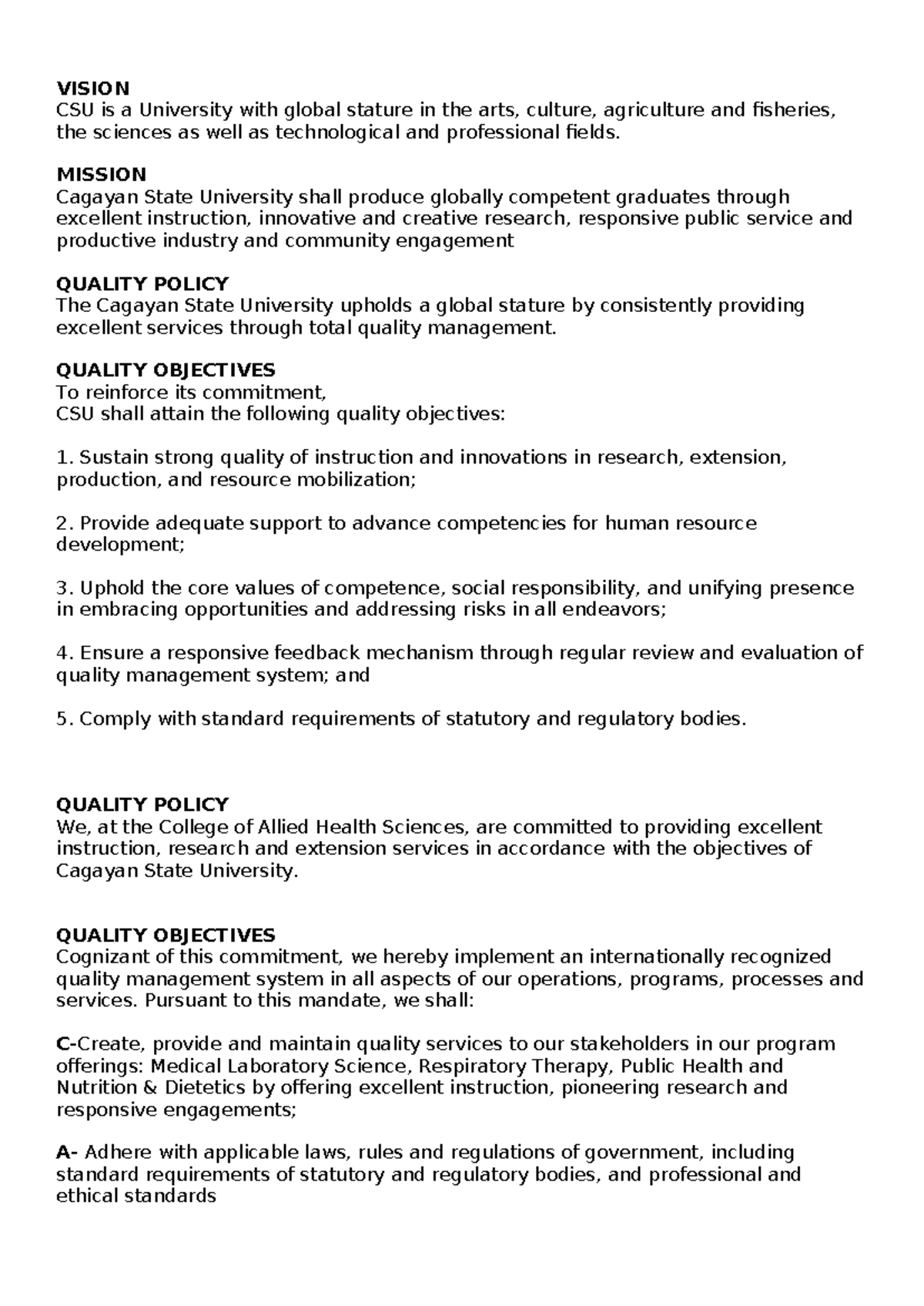 Euthenics Memorization Notes for CSU Allied Health Sciences - Studocu