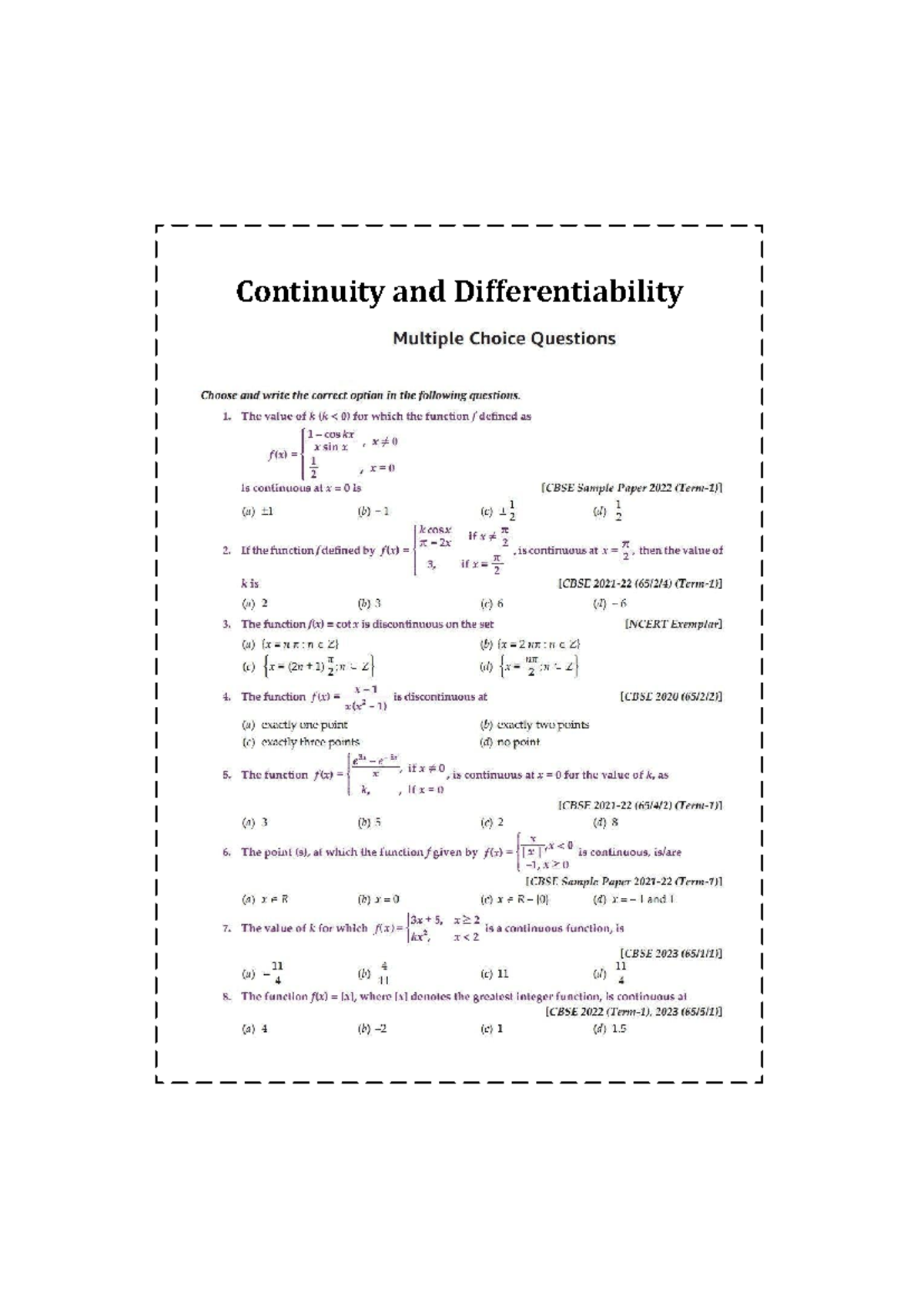 Selfstudys com file (14) - Continuity and Differentiability Multiple ...