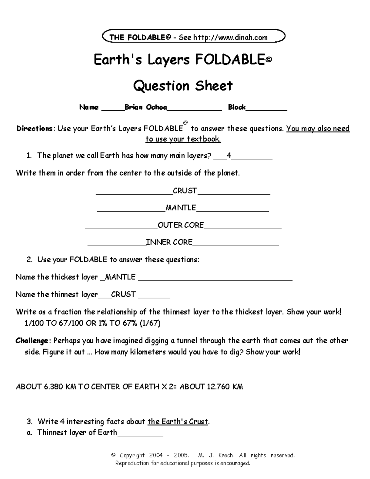 [Assignment U2 L1 - Explore Earth's Layers Foldable] Earth Layers ...