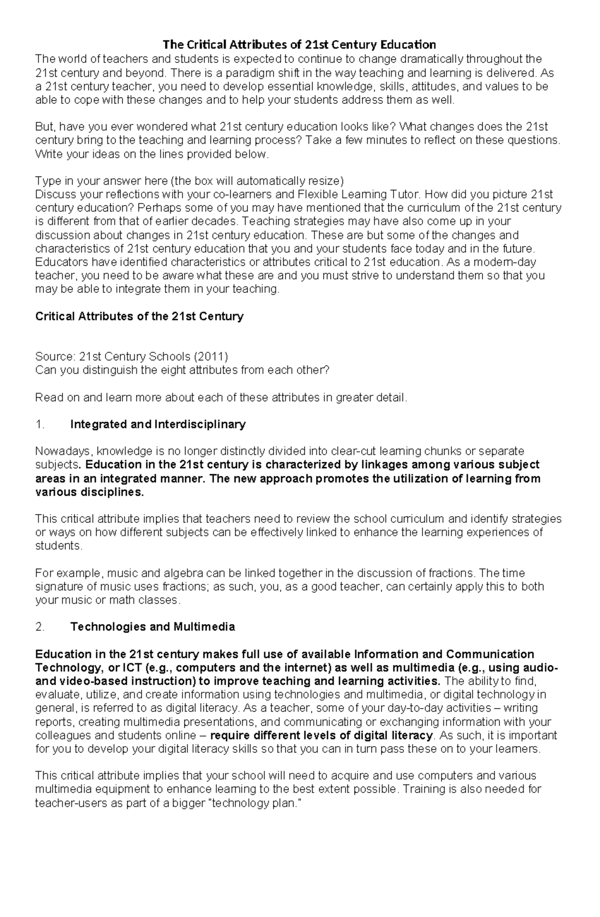 502748768 Critical Attributes of 21st Century Education: Key Insights ...