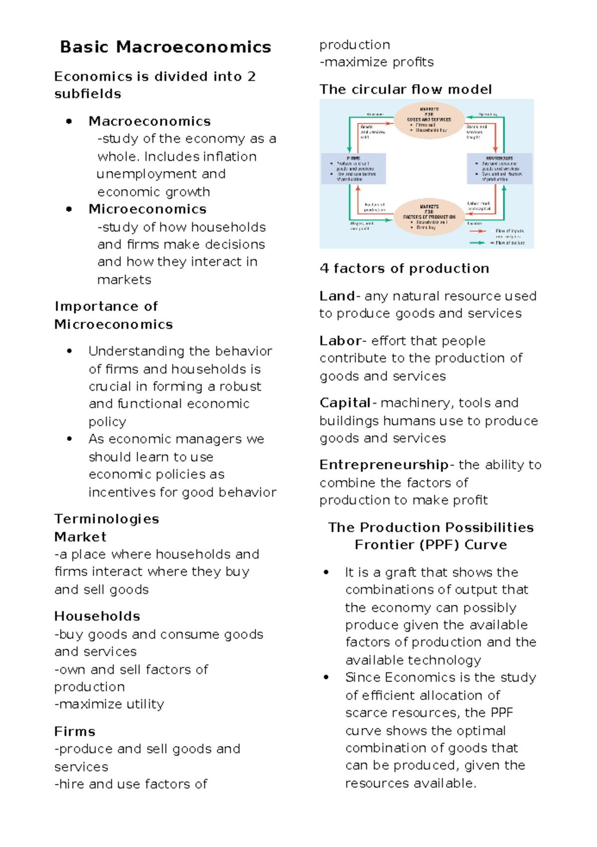 ECO 2-3 Basic Macroeconomics Concepts and Theories Review Notes - Studocu