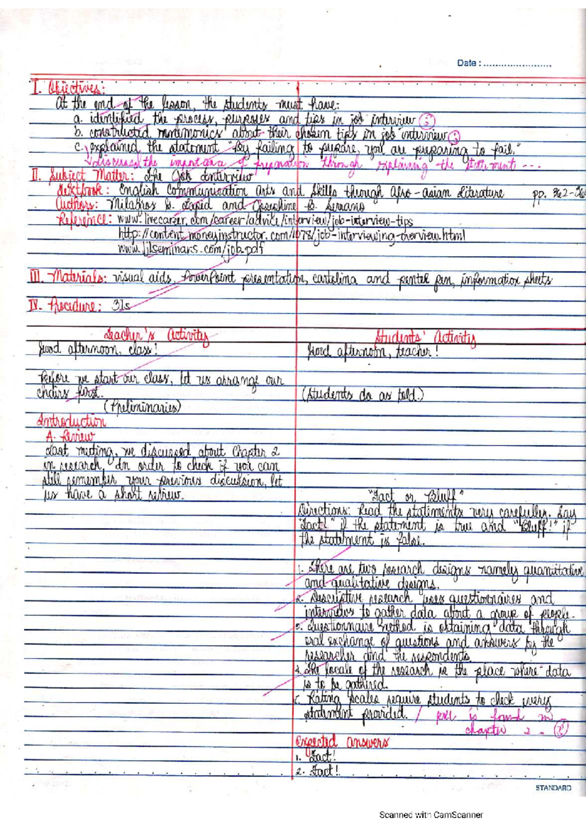 Lesson Plan for "Scent of Apples" - 3IS 03 - Studocu