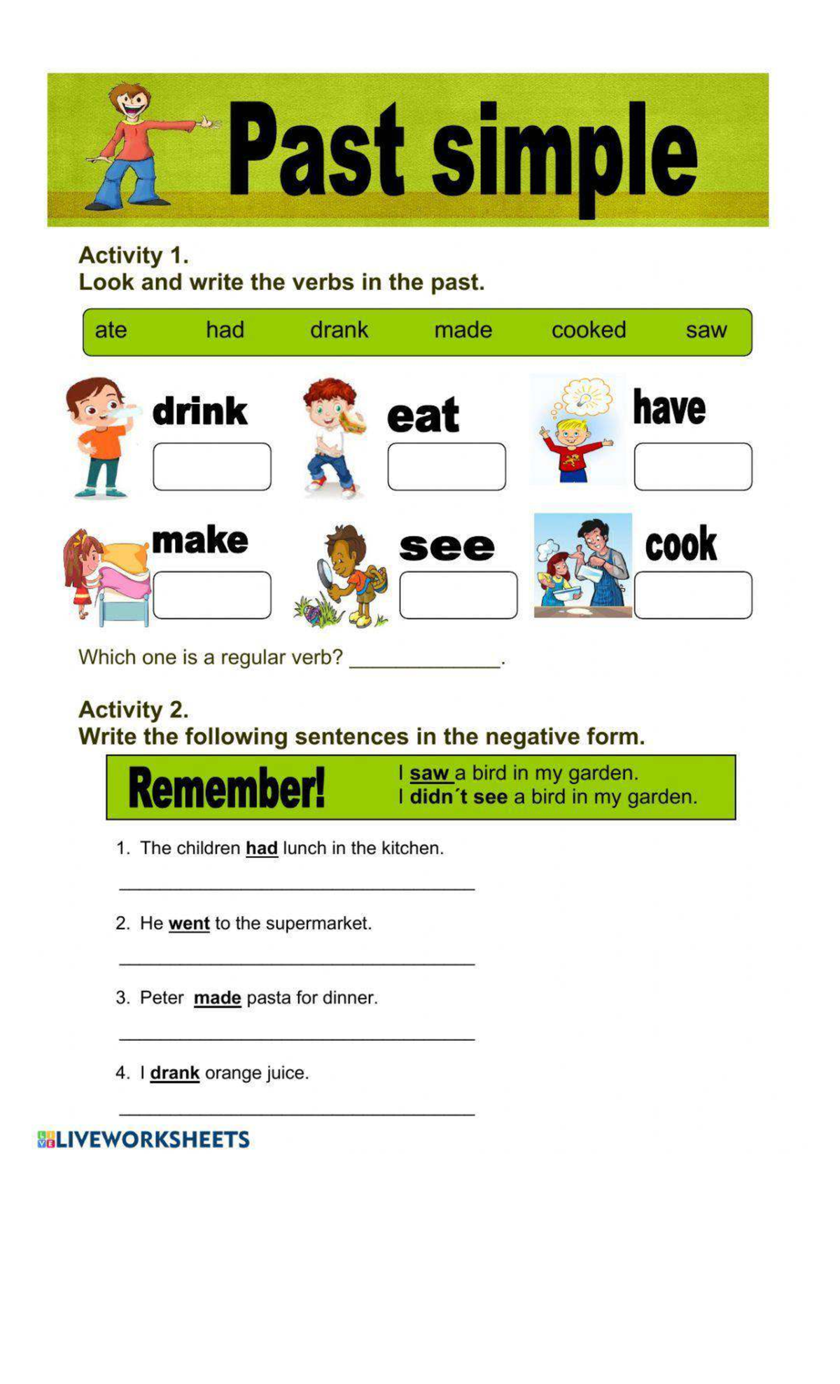 G3 8-9 - Past Simple Verbs Activities and Exercises - Studocu