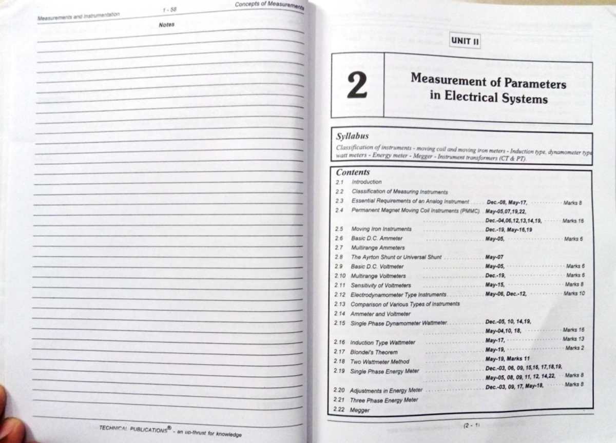 Unit-2: Measurement of Parameters in Electrical Systems - Notes on ...