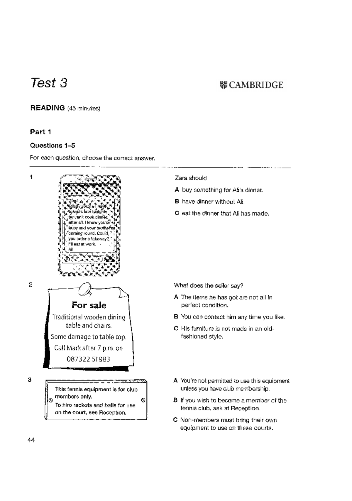 PET - B1 Preliminary Authentic Practice Tests - Test 3 Key - Studocu