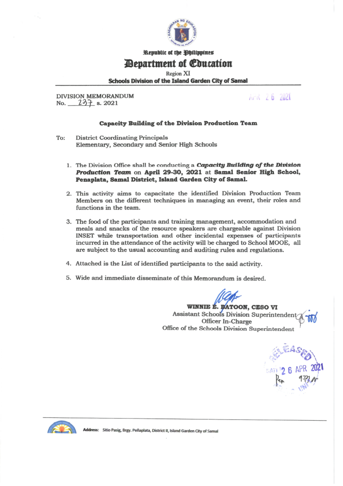 DM #237 s. 2021 - Capacity Building Strategies for Production Teams - Studocu