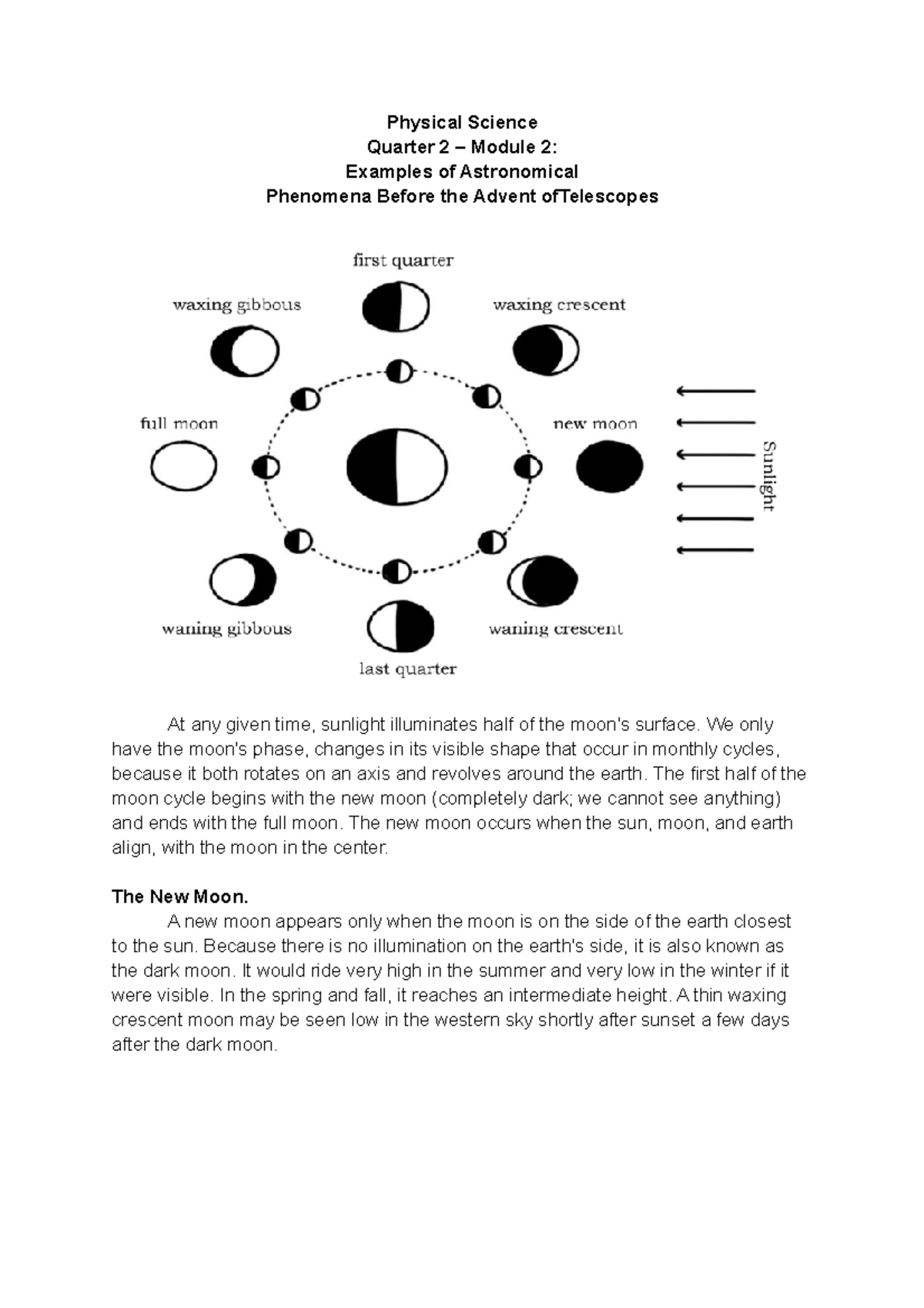 Physical Science - Examples of Astronomical Phenomena Before the Advent ...