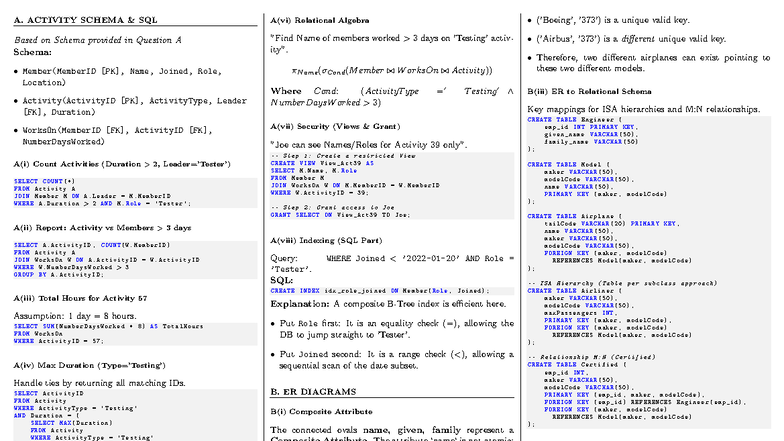 ISYS2120 Final Exam Cheatsheet: SQL, ER Diagrams, and Security - Studocu