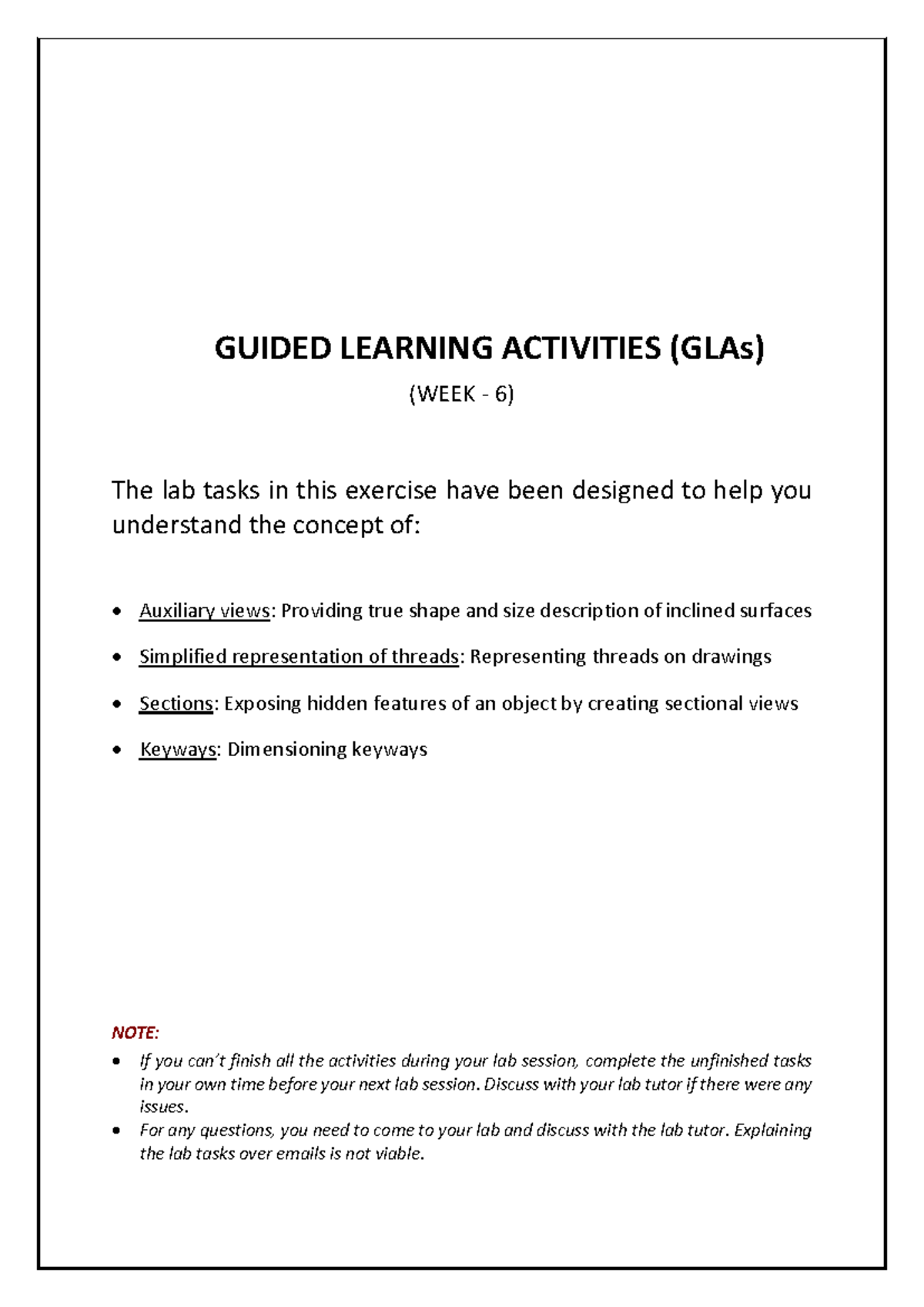 GLAs MCEN2006 Week 6 Lab Notes: Auxiliary Views & Dimensioning - Studocu