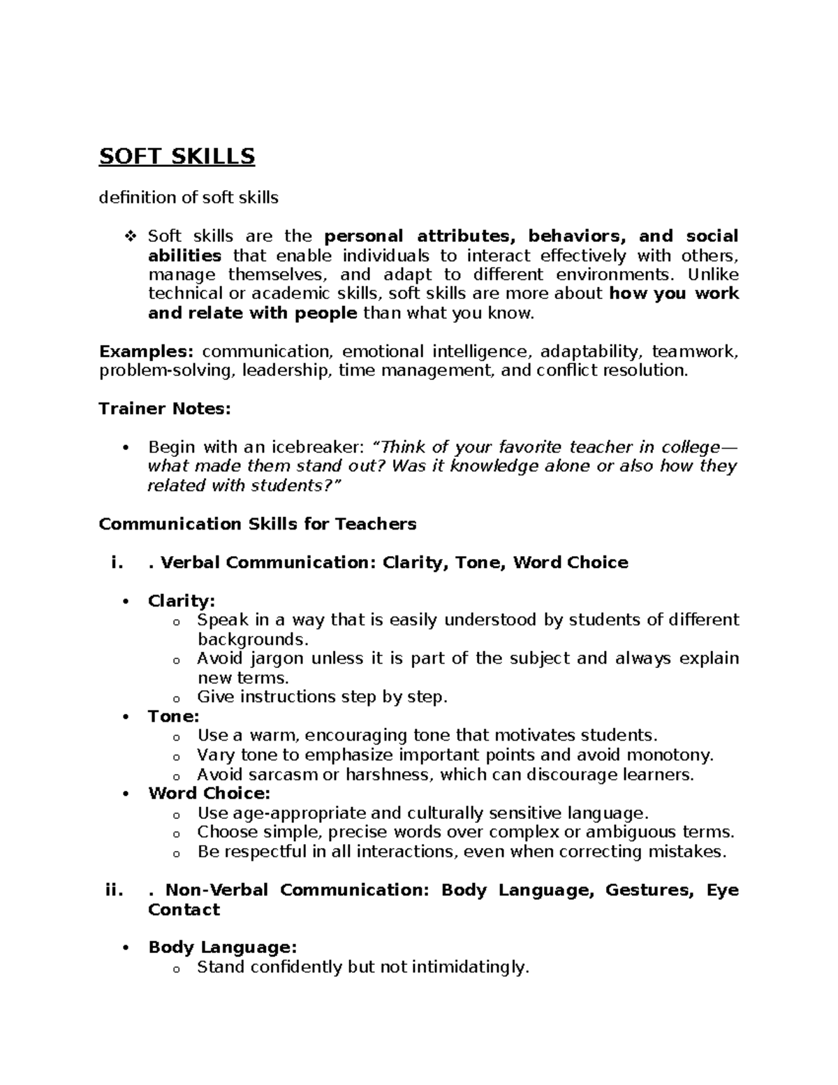 SOFT SKILLS: Essential Communication & Teaching Strategies Notes - Studocu