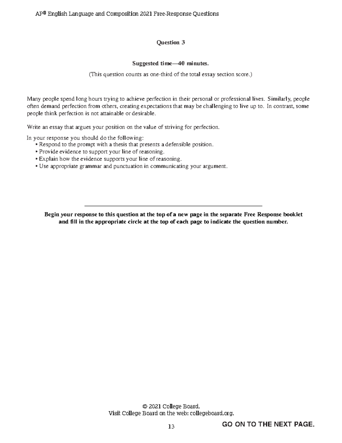 AP Lang 2021 FRQ 3 Prompt Argument for research - - Studocu