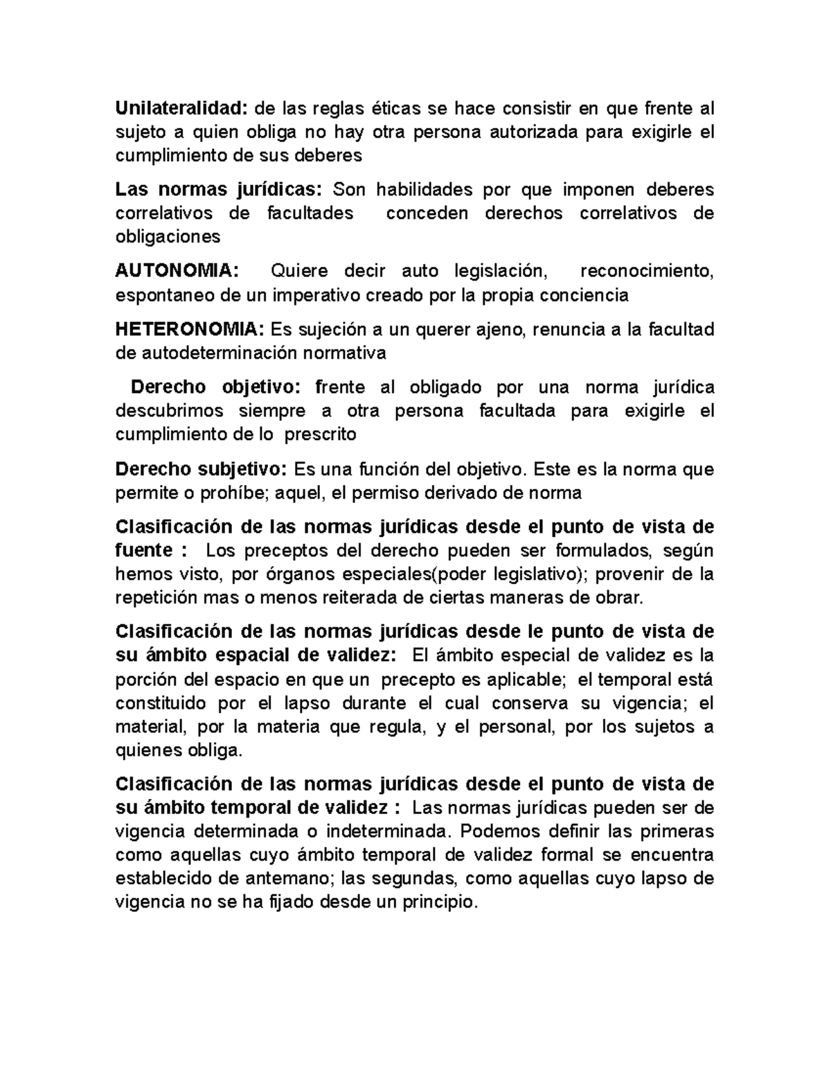 Conceptos Básicos de Derecho: Unilateralidad y Normas Jurídicas - Studocu