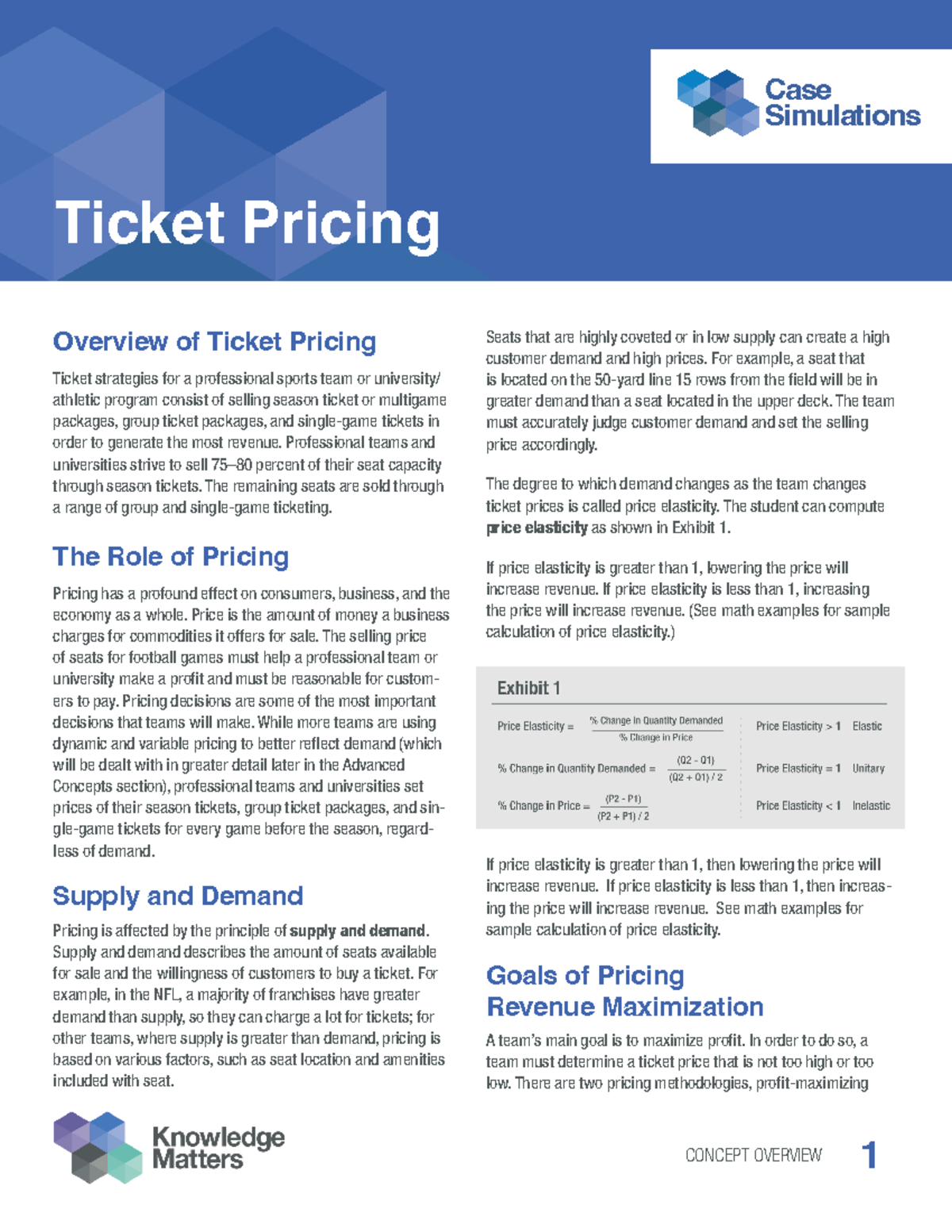 KM 101: Ticket Pricing Strategies & Revenue Simulation Overview - Studocu