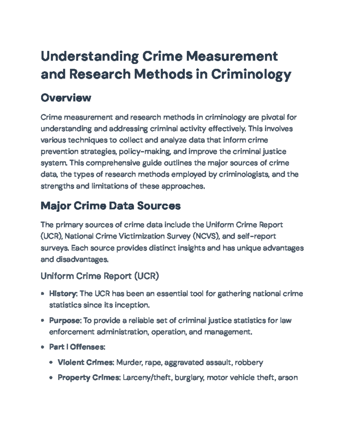 Criminology 101: Overview of Crime Measurement & Research Methods - Studocu