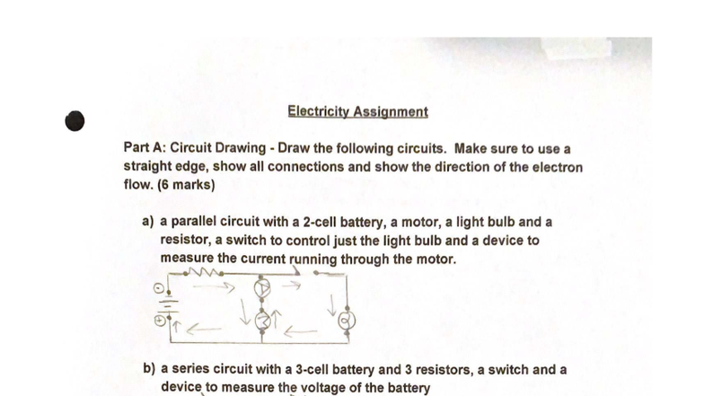 Electricity Assignment - Make sure to use a straight edge, show all ...