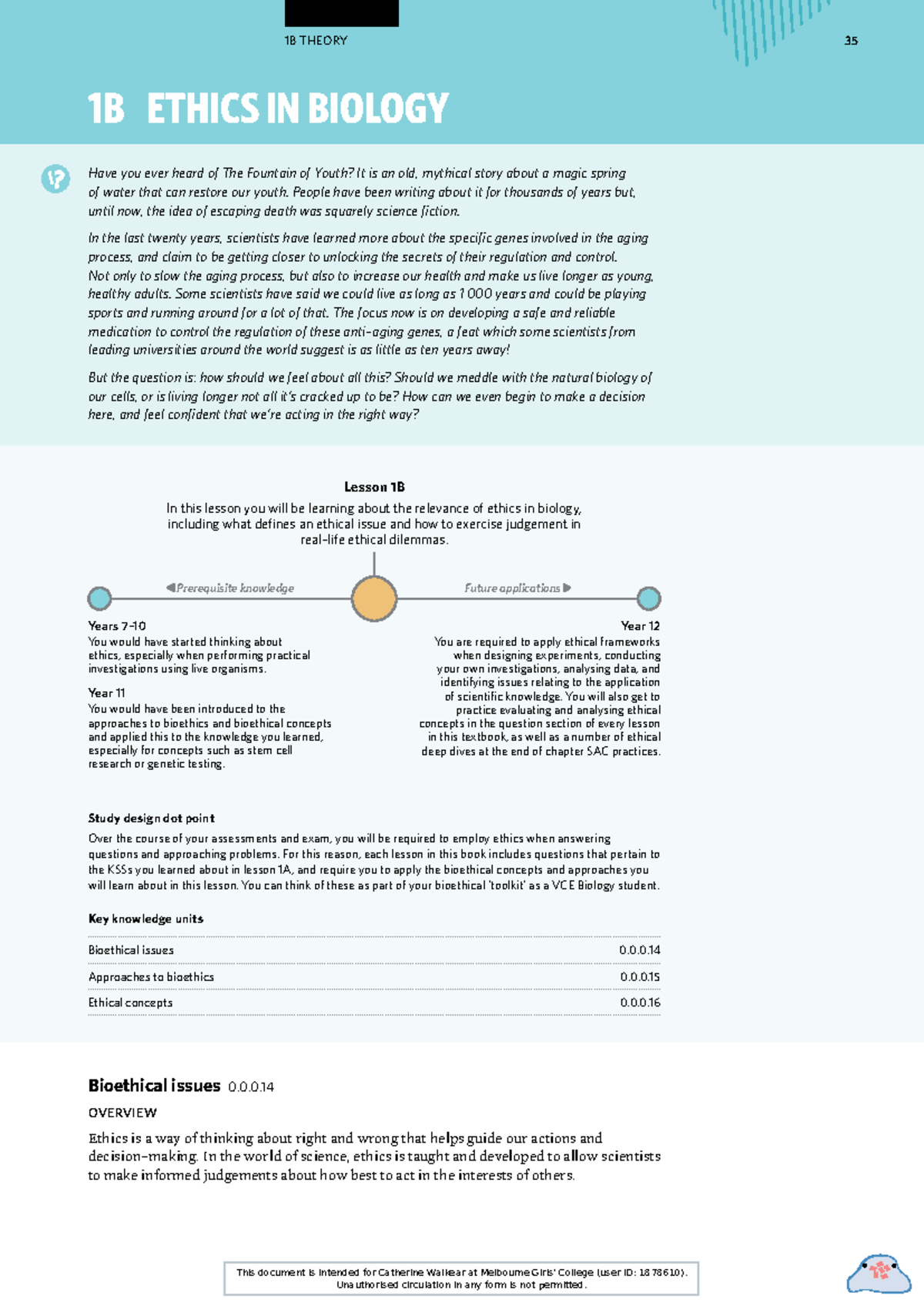 Chapter 1B: Exploring Ethics in Biology - VCE Bio 2022 - Studocu