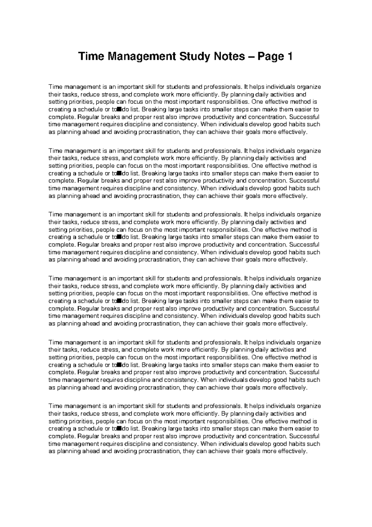 Time Management Study Notes: Strategies for Success - Studocu