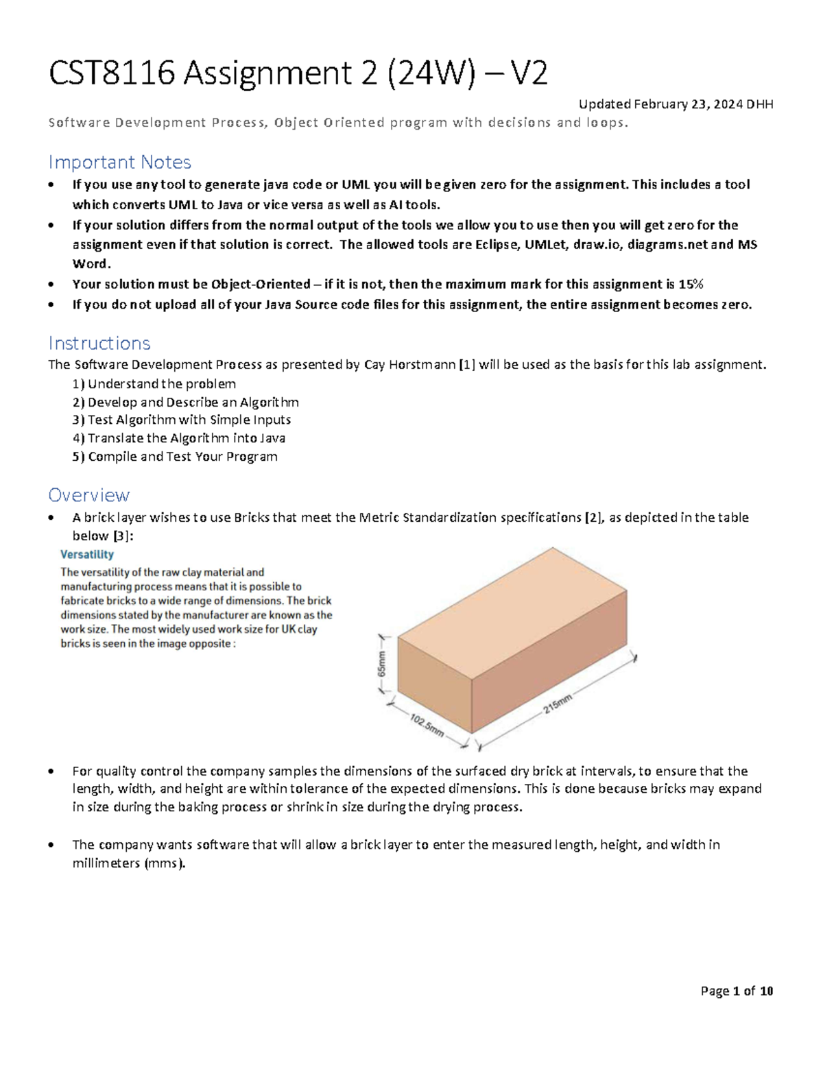 CST8116 Assignment 02 (24W) - Software Development Process Overview ...
