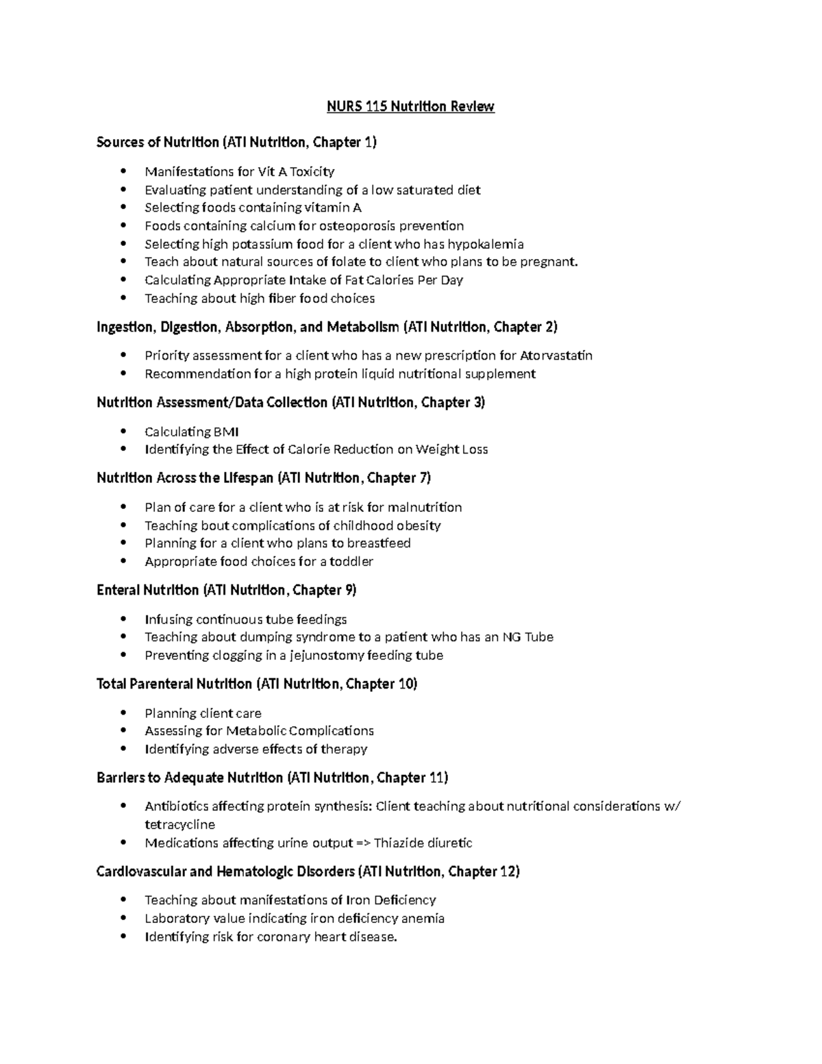 NURS 115 Final Exam Nutrition Review: Key Concepts and Guidelines - Studocu