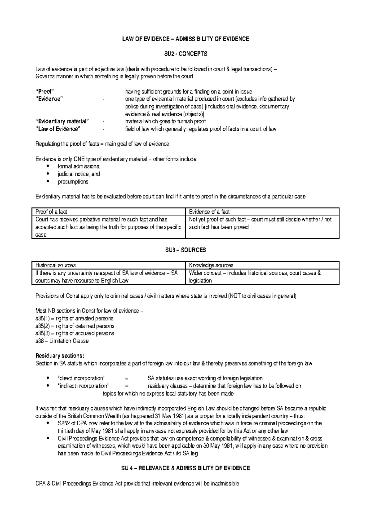Lecture 9: Exploring Collateral Facts in Evidence Law - 2023 - Studocu