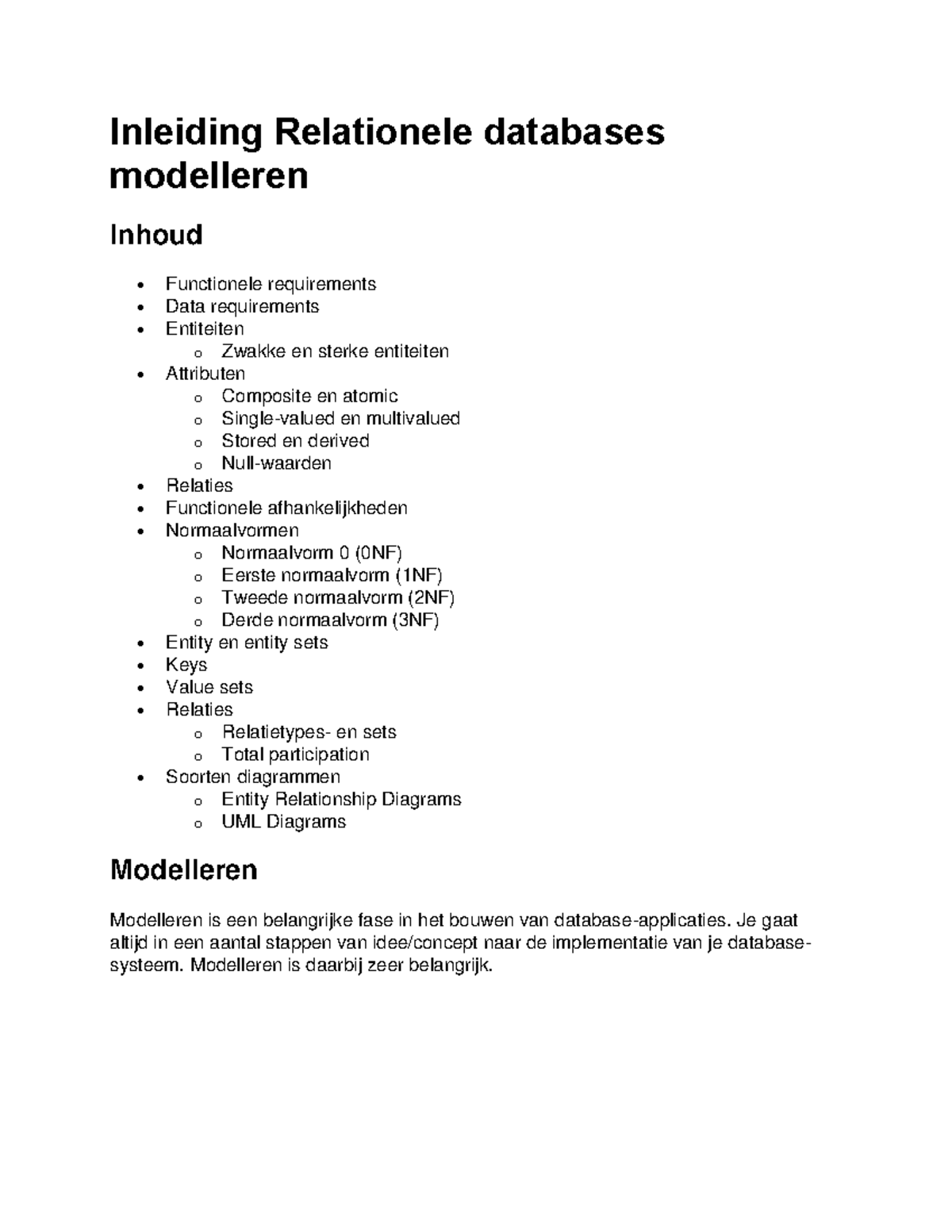 Inleiding tot Modelleren van Relationele Databases - Theorie en ...