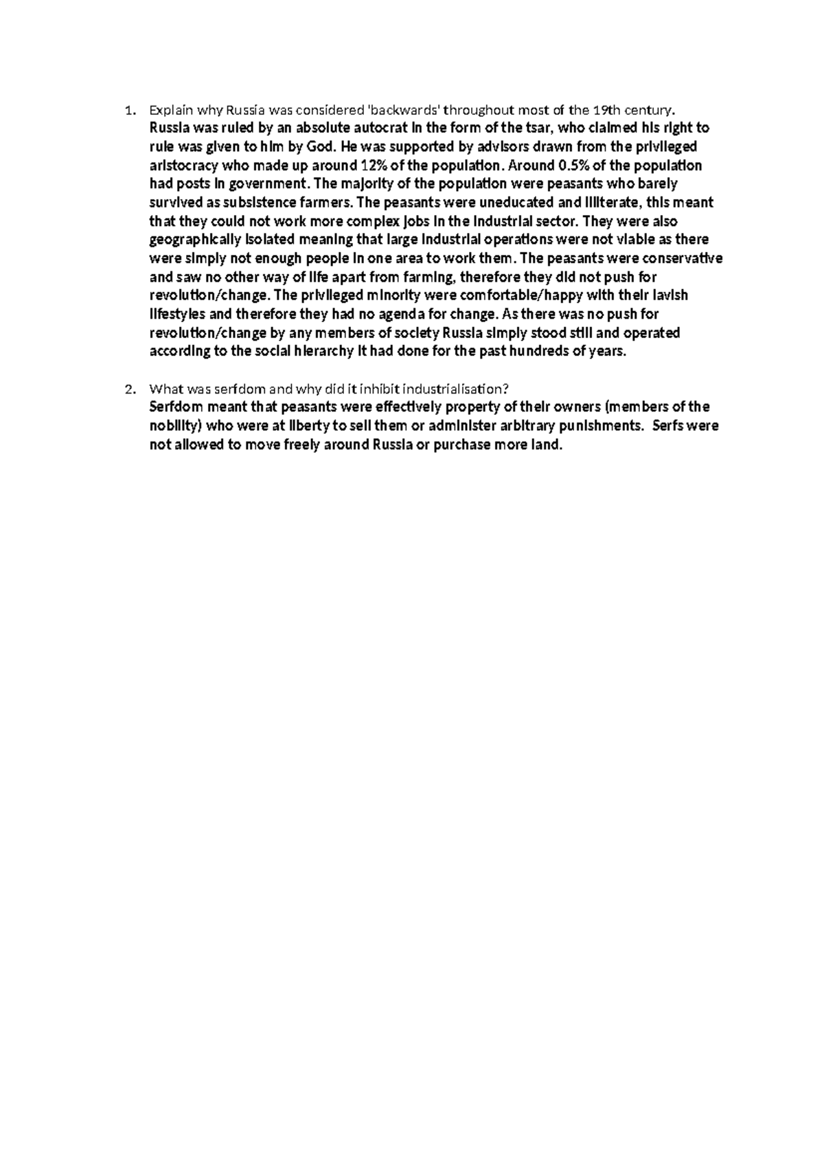 Russia's Industrialisation: Autocracy, Serfdom, and Social Stagnation ...