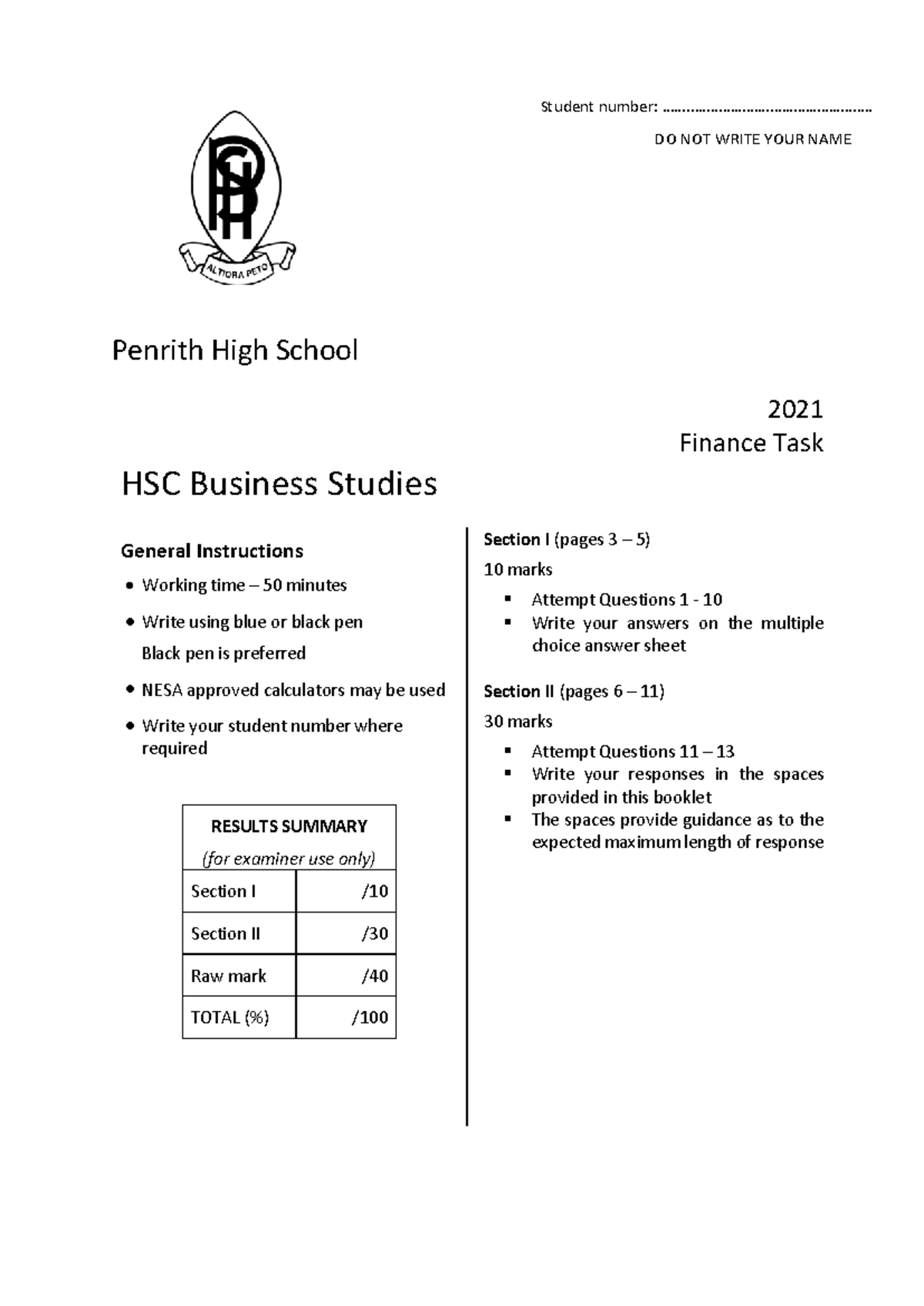 HSC Business Studies Task 1: Finance Stimulus 2022 - Studocu