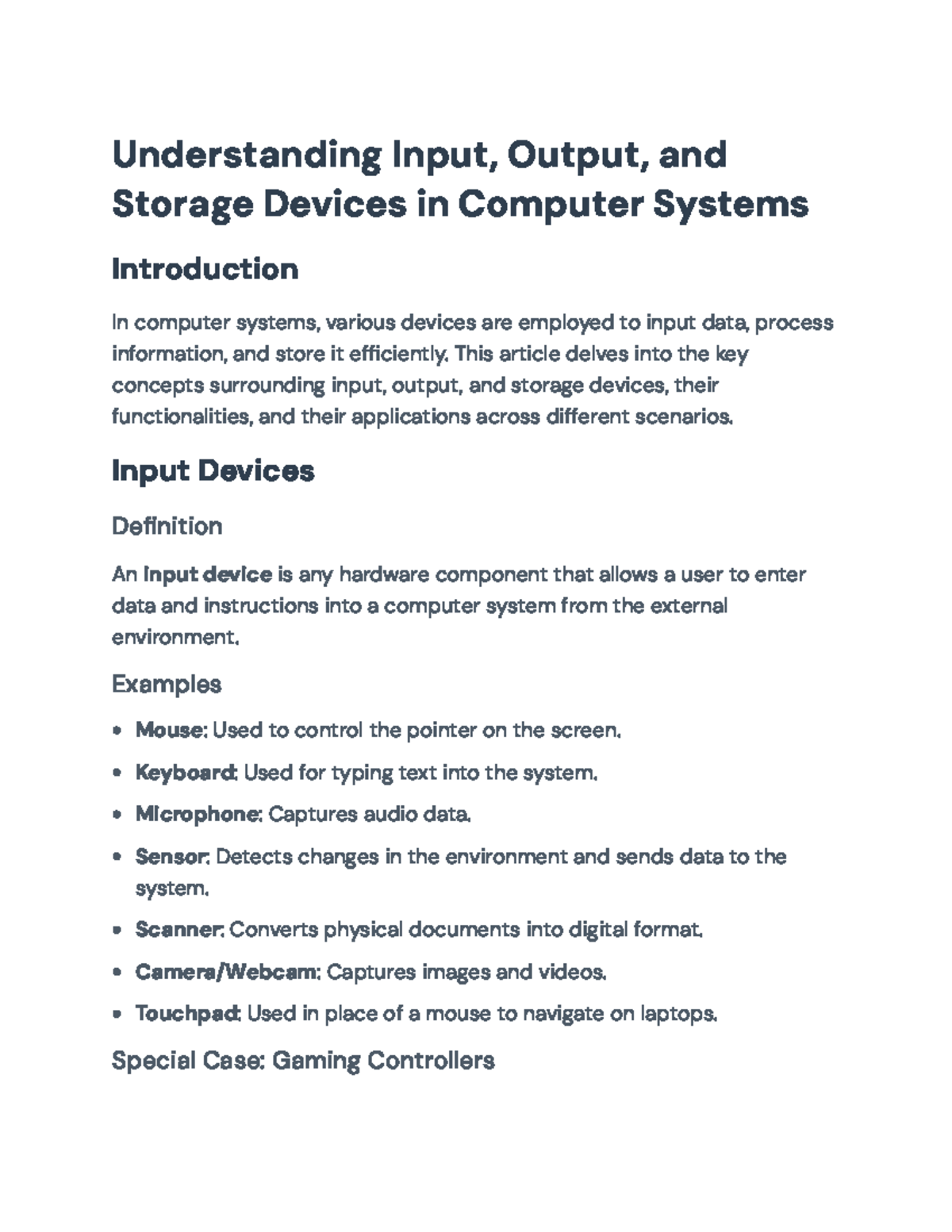 Input, Output, and Storage Devices in Computer Systems: An Overview ...