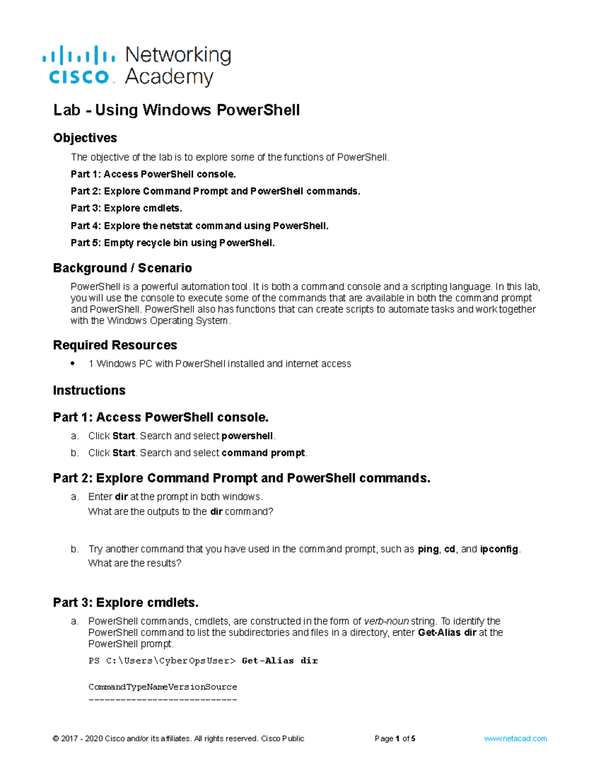 3.3.11 Lab - Exploring PowerShell Functions and Cmdlets - Studocu