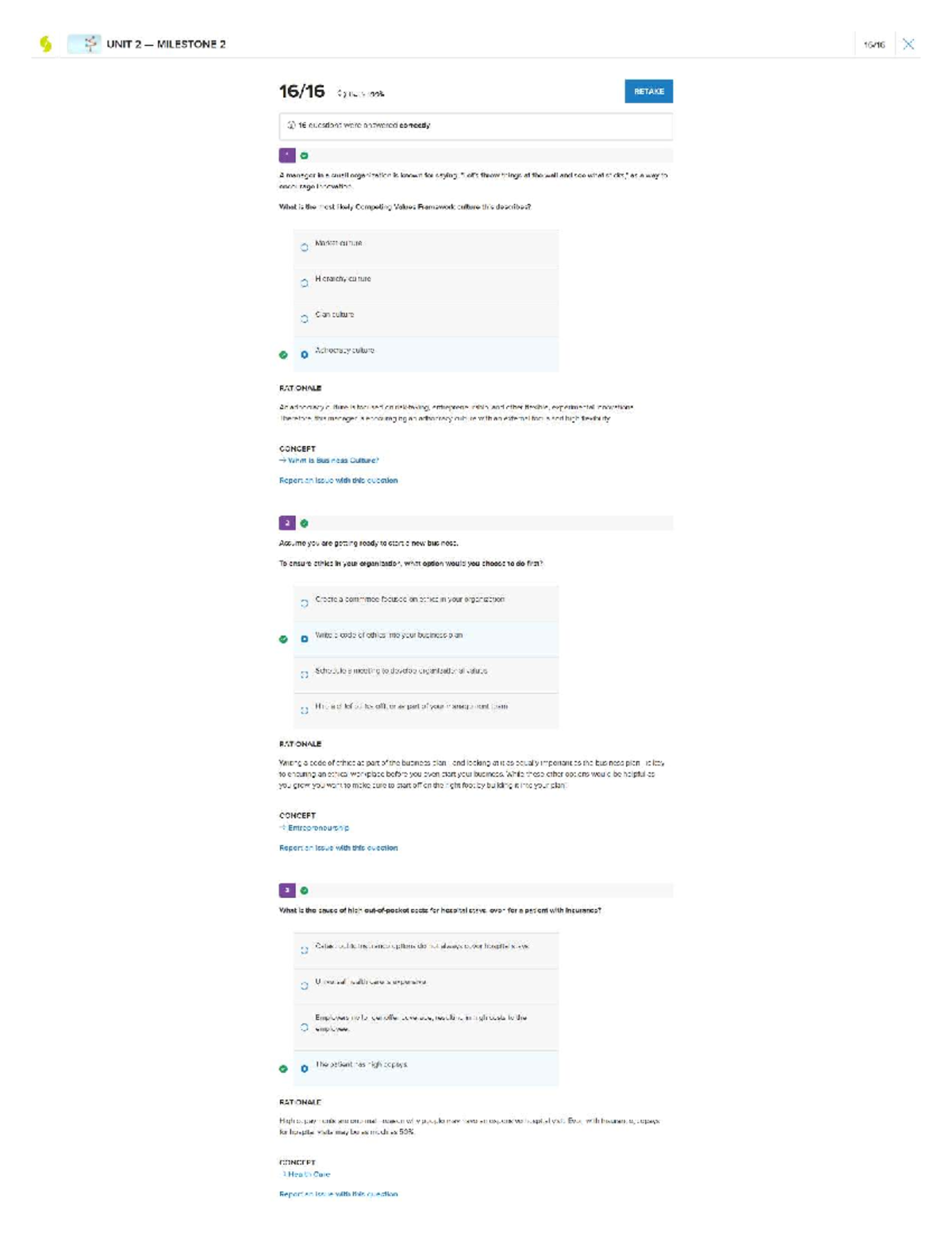 UNIT 2 MILESTONE 2 RETAKE: Business Culture & Ethics Insights - Studocu