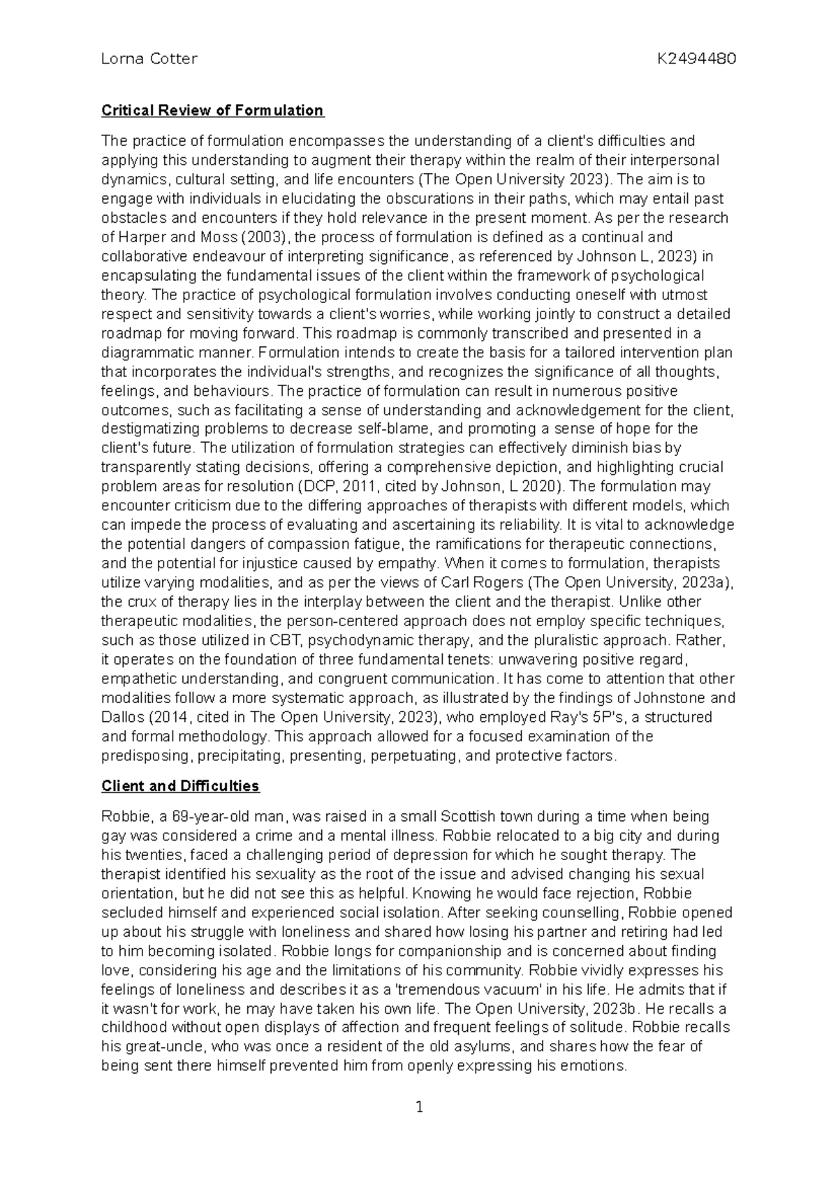 TMA03: A Critical Review of Formulation in Therapy Contexts - Studocu