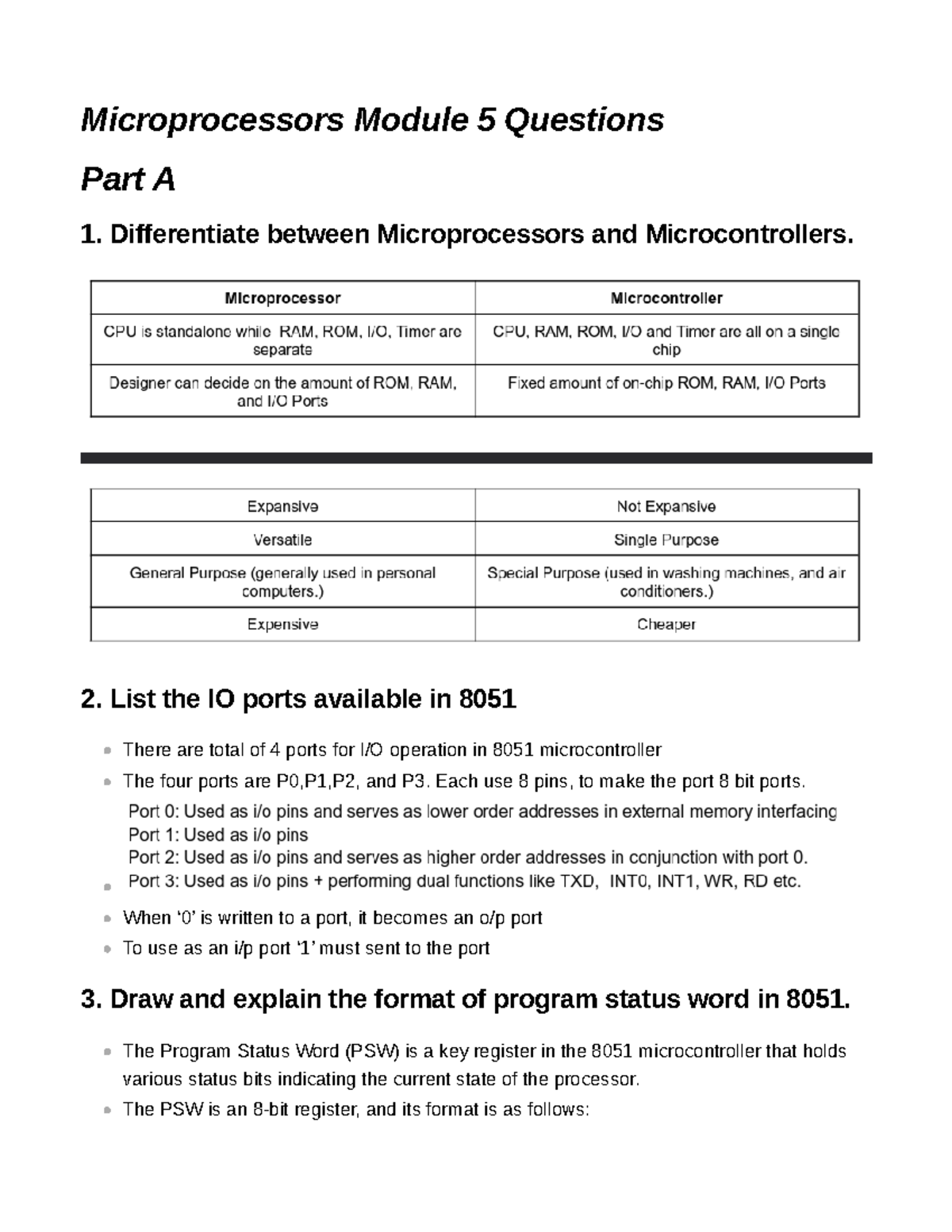 Microprocessors (CS101) Module 5: Key Questions & Assembly Programs - Studocu