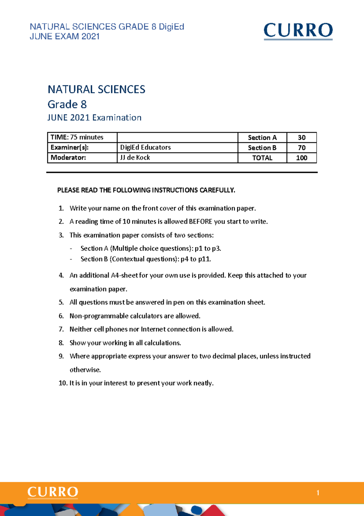 NS GR8 JUNE 2021 - Grade 8 Natural Sciences Exam Paper - Studocu