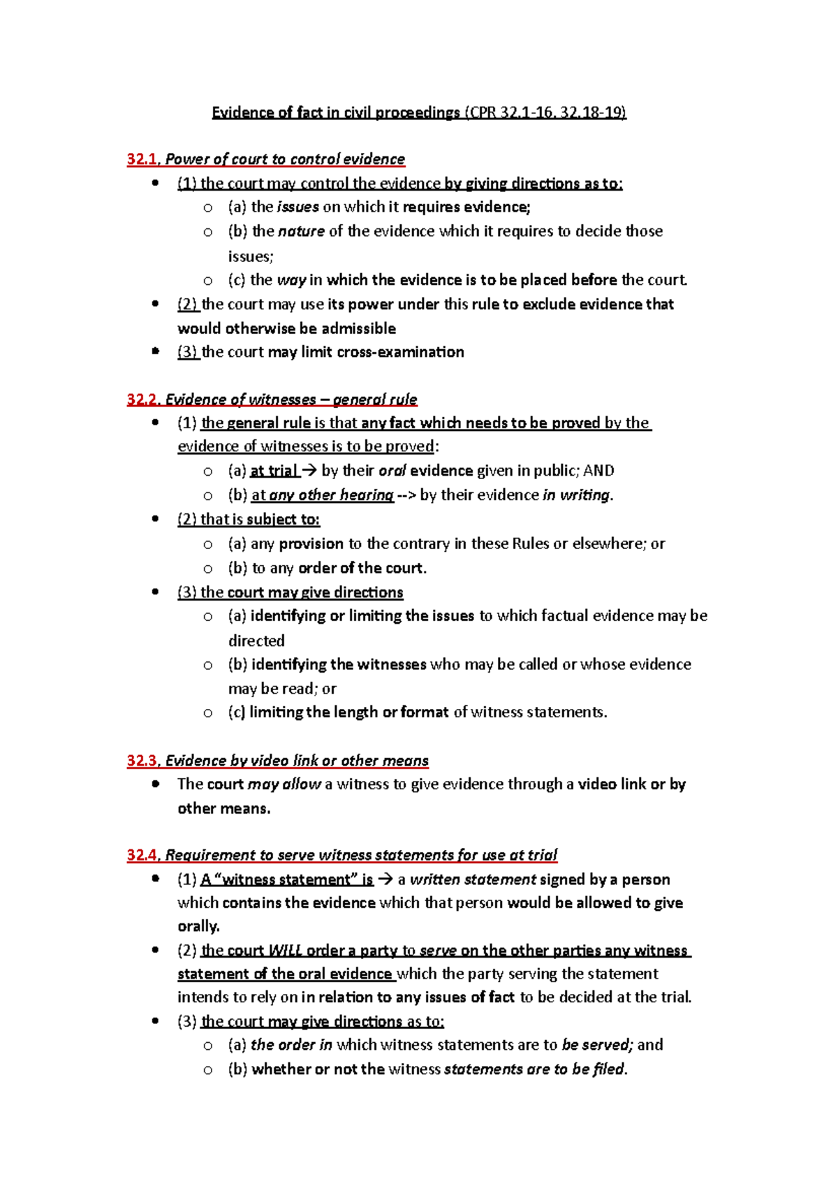Evidence in Civil Proceedings: Key Rules & Hearsay Guidelines (CPR 32 ...