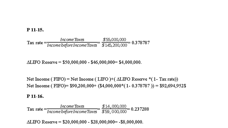P Tax Rate Analysis & Ethical Considerations in Income Reporting - Studocu