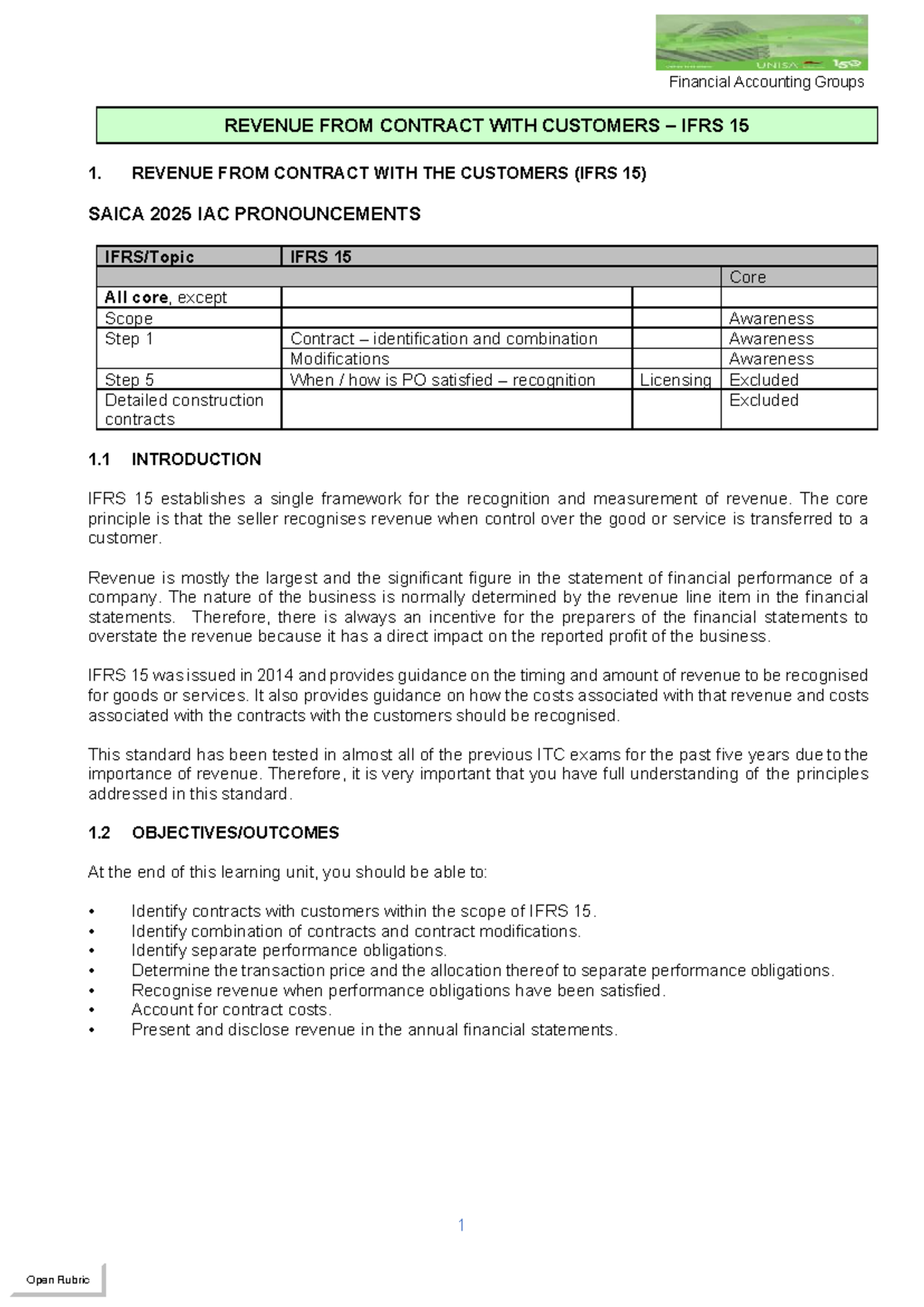 IFRS 15: Revenue Recognition from Contracts with Customers Overview - Studocu