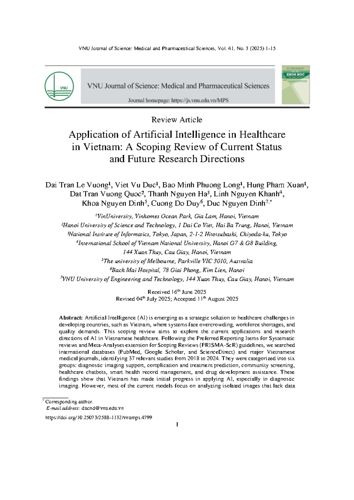 Application of AI in Healthcare in Vietnam: Current Status & Future ...